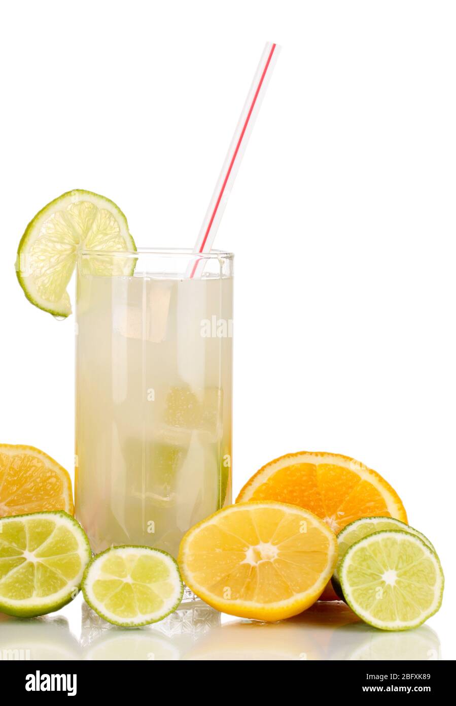 Citrus lemonade in glass of citrus around isolated on white Stock Photo ...