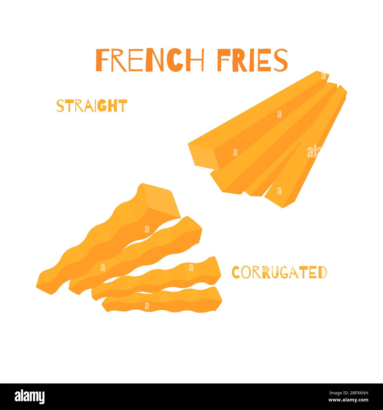 Fast Food Set. Varieties of Potatoe Slices. Potato French Fries ...