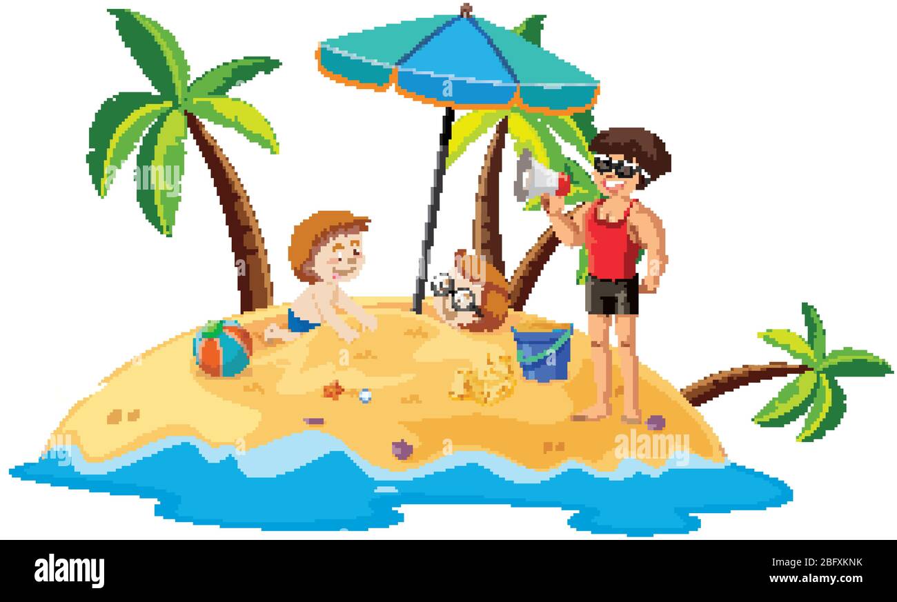 Kids having fun on beach Stock Vector Images - Alamy