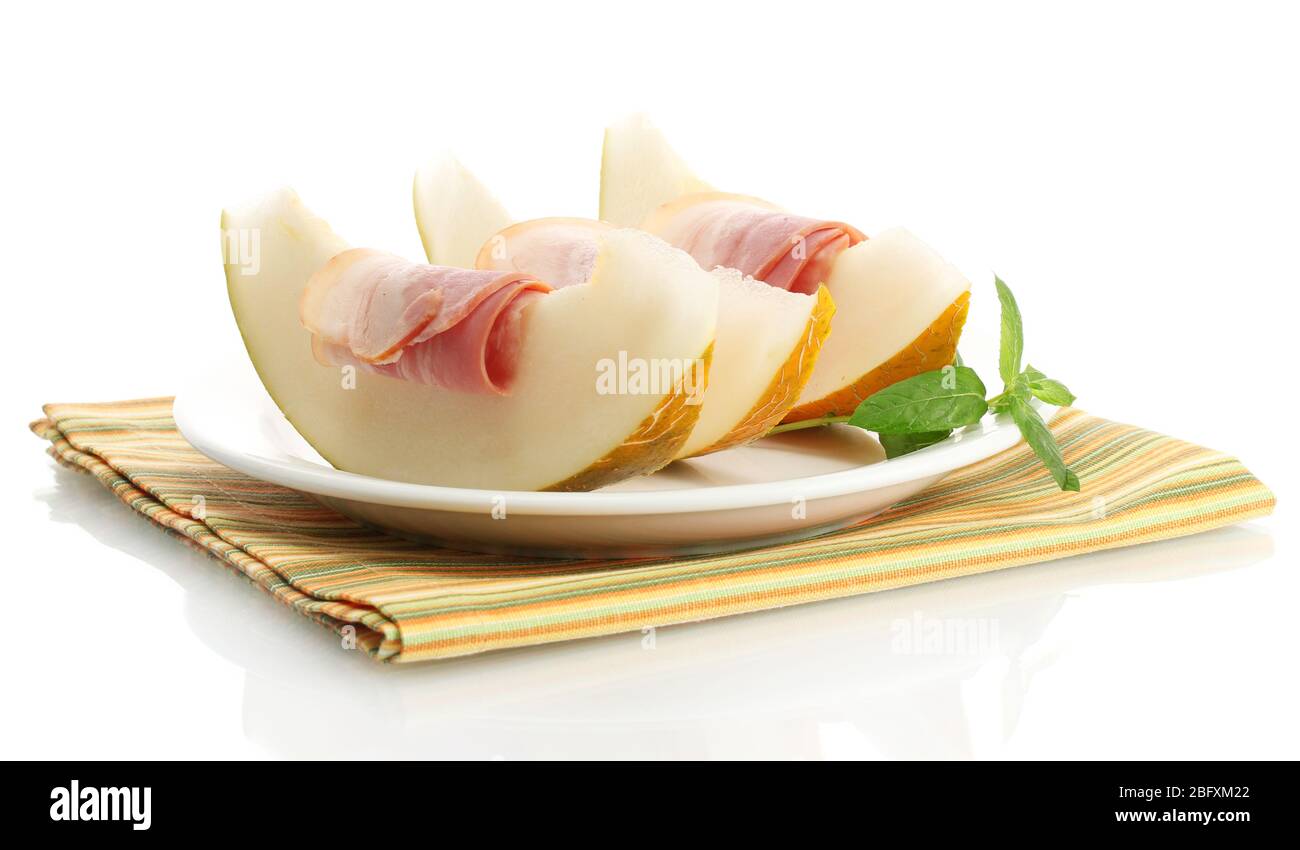 parma ham and melon, isolated on white Stock Photo - Alamy