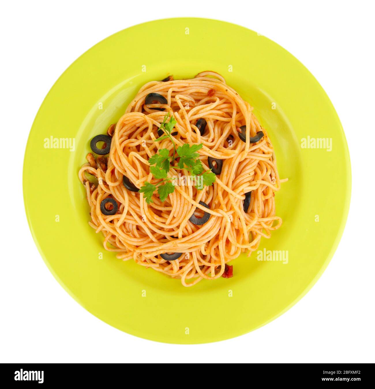 Italian spaghetti in plate isolated on white Stock Photo - Alamy