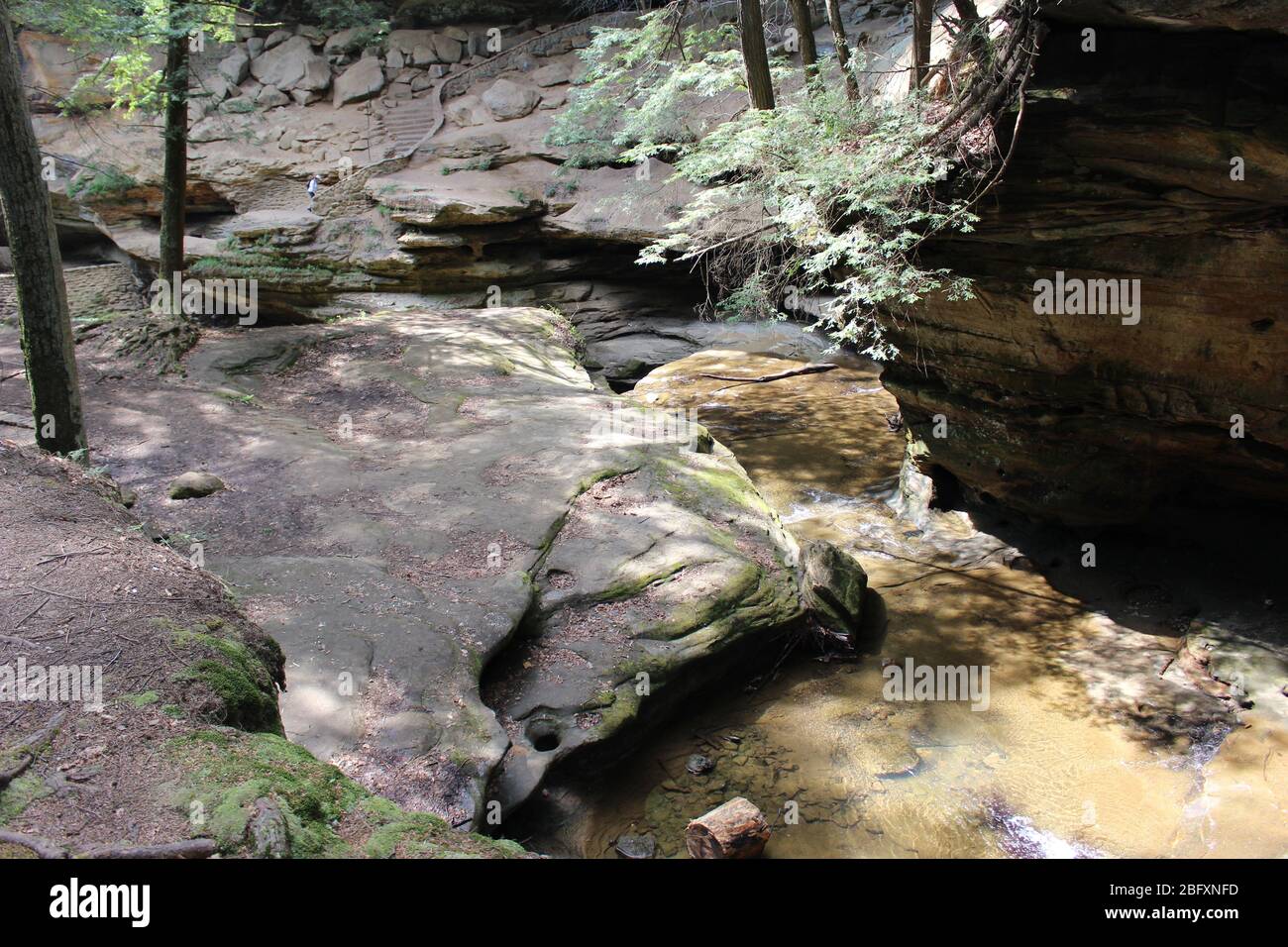 Old man cave walk trail and water fall in Ohio State,nature green ...