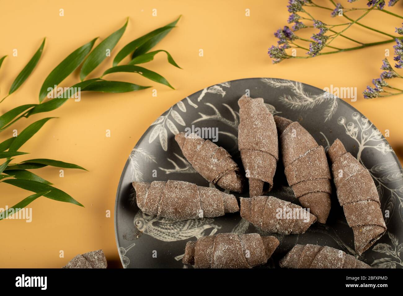 Traditional mutaki made with cocoa dough in decorative platter Stock ...