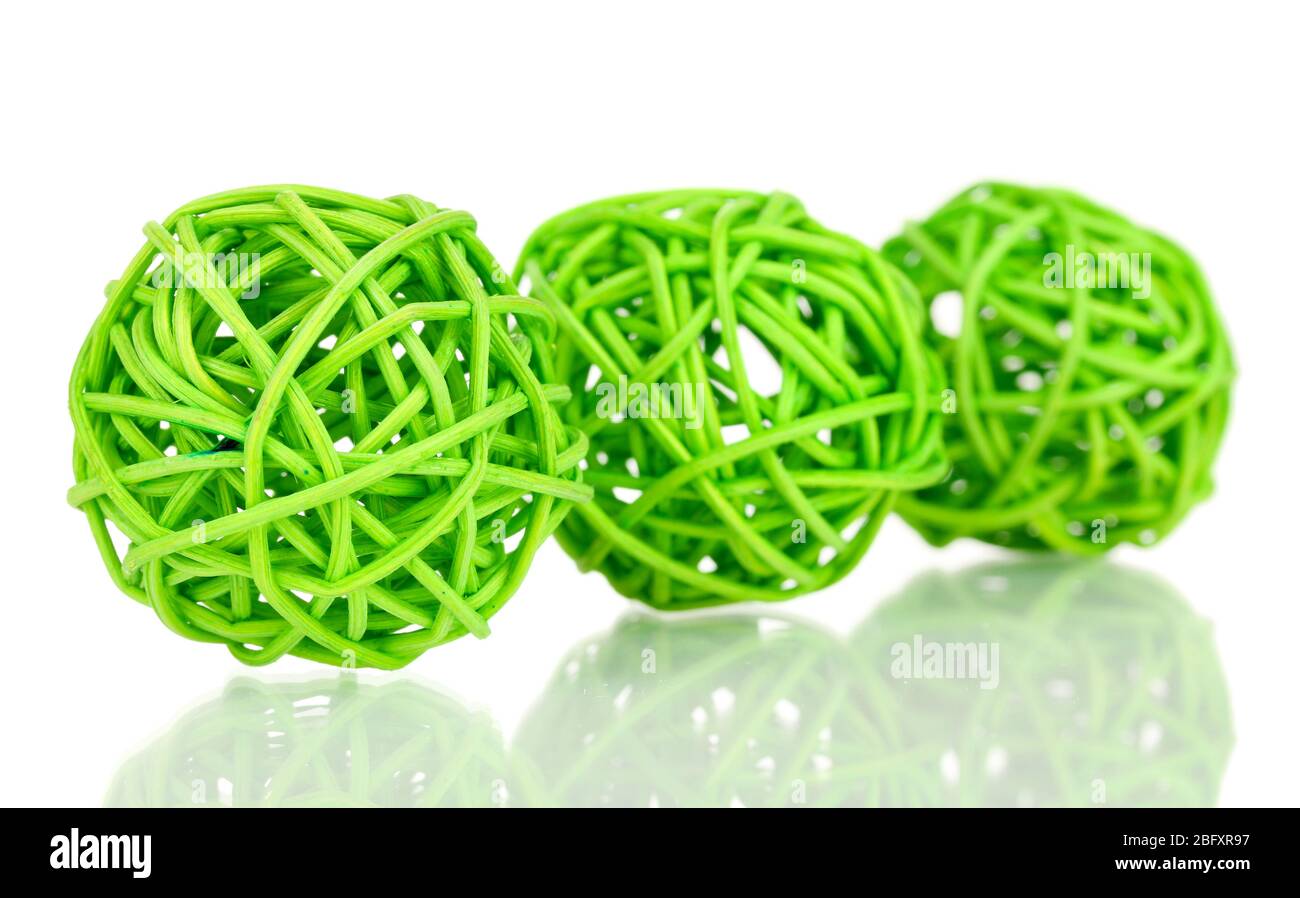 wicker bamboo balls isolated on white Stock Photo - Alamy