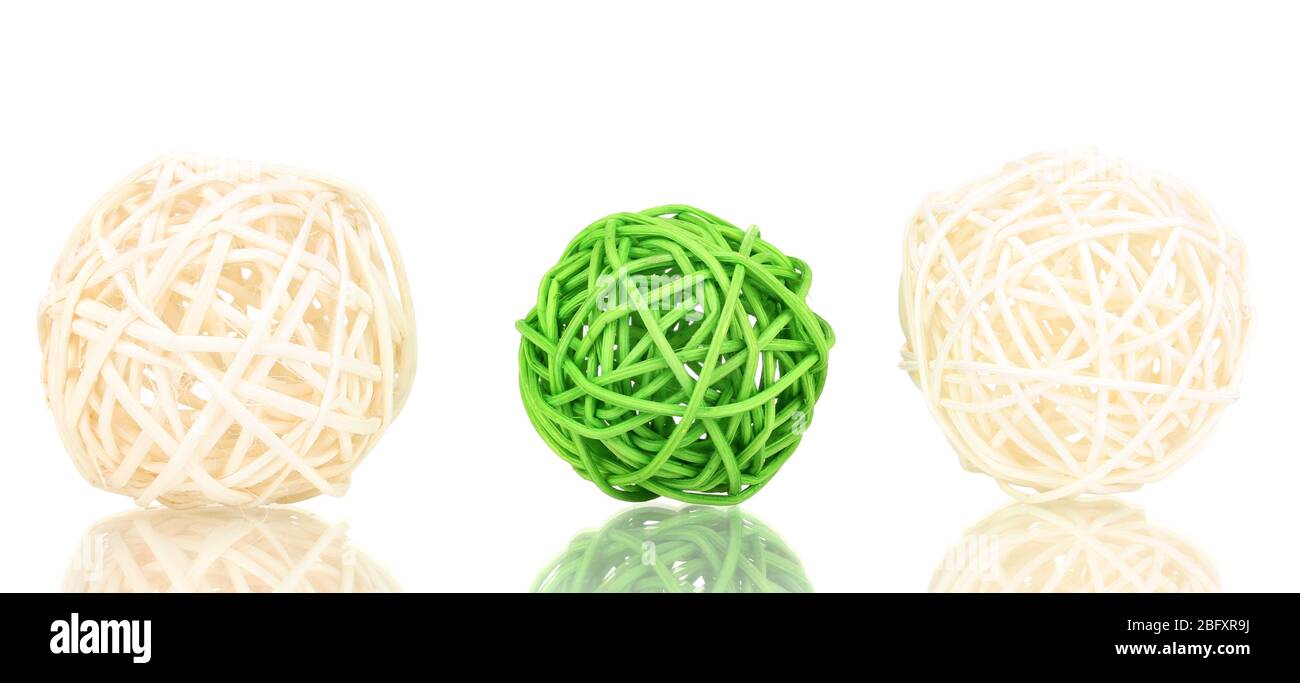 wicker bamboo balls isolated on white Stock Photo - Alamy