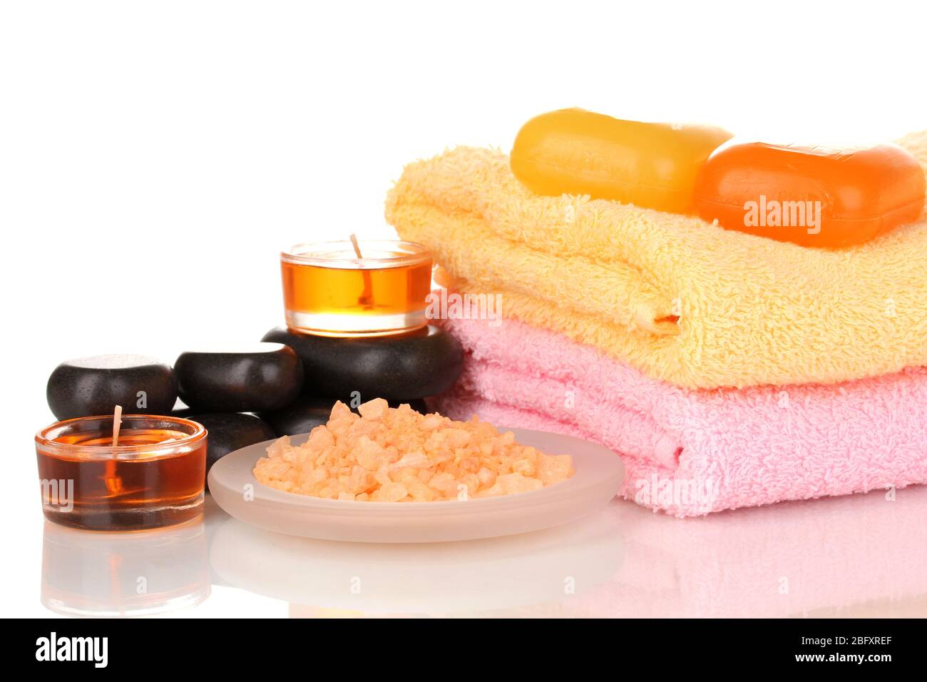 beautiful spa setting isolated on white Stock Photo - Alamy