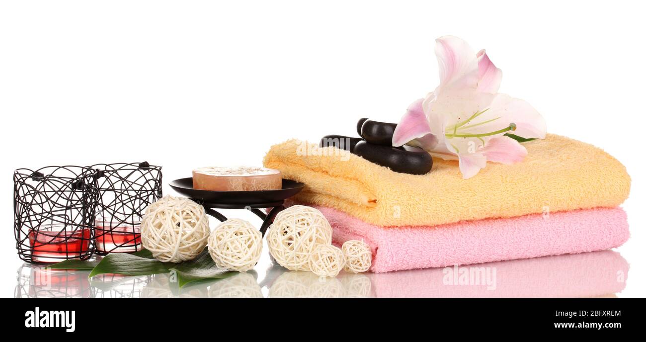 beautiful spa setting isolated on white Stock Photo - Alamy