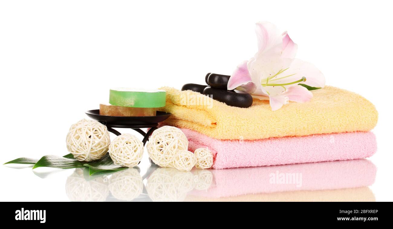 beautiful spa setting isolated on white Stock Photo - Alamy