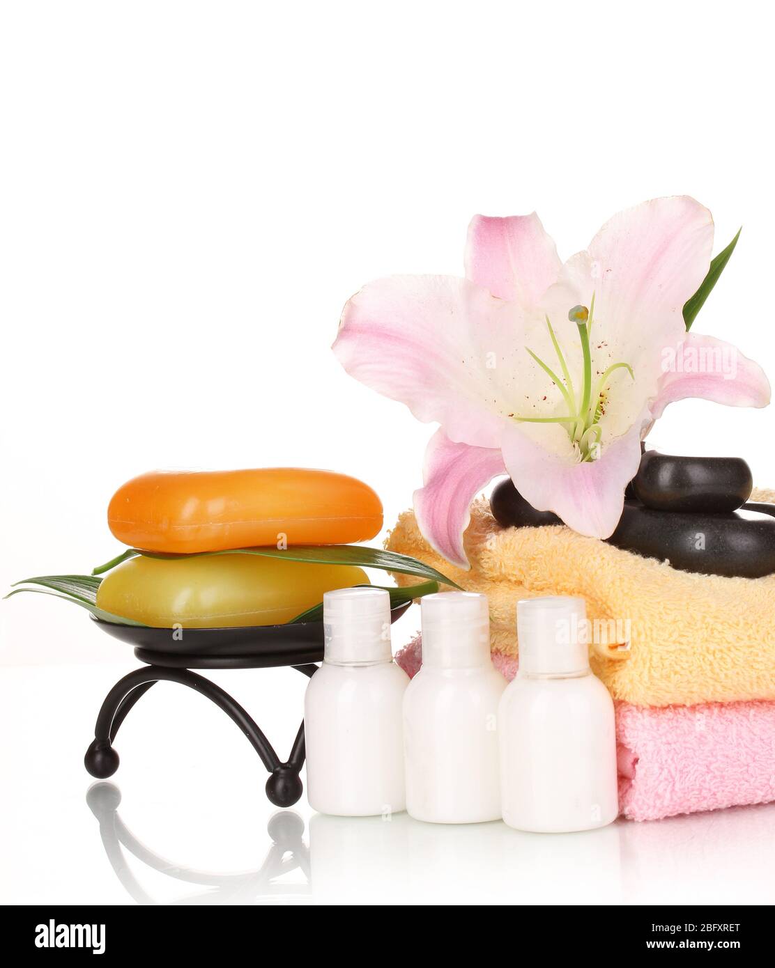 beautiful spa setting isolated on white Stock Photo - Alamy