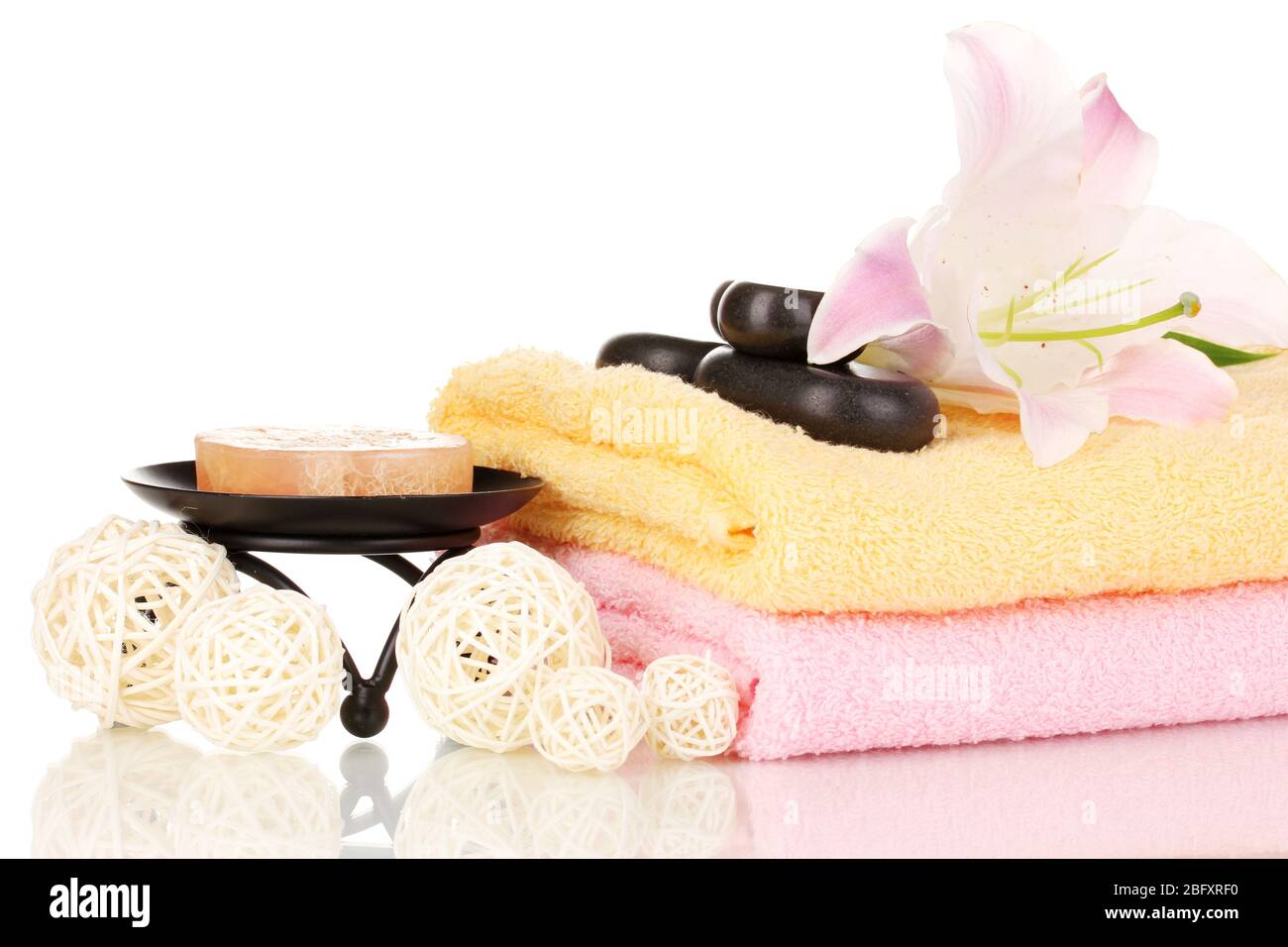 beautiful spa setting isolated on white Stock Photo - Alamy