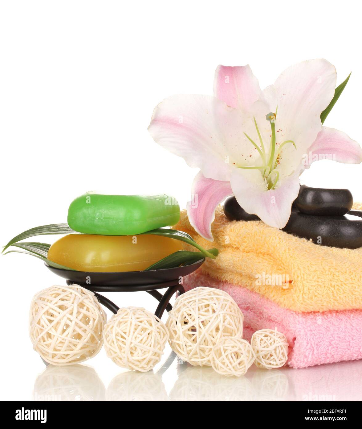 beautiful spa setting isolated on white Stock Photo - Alamy