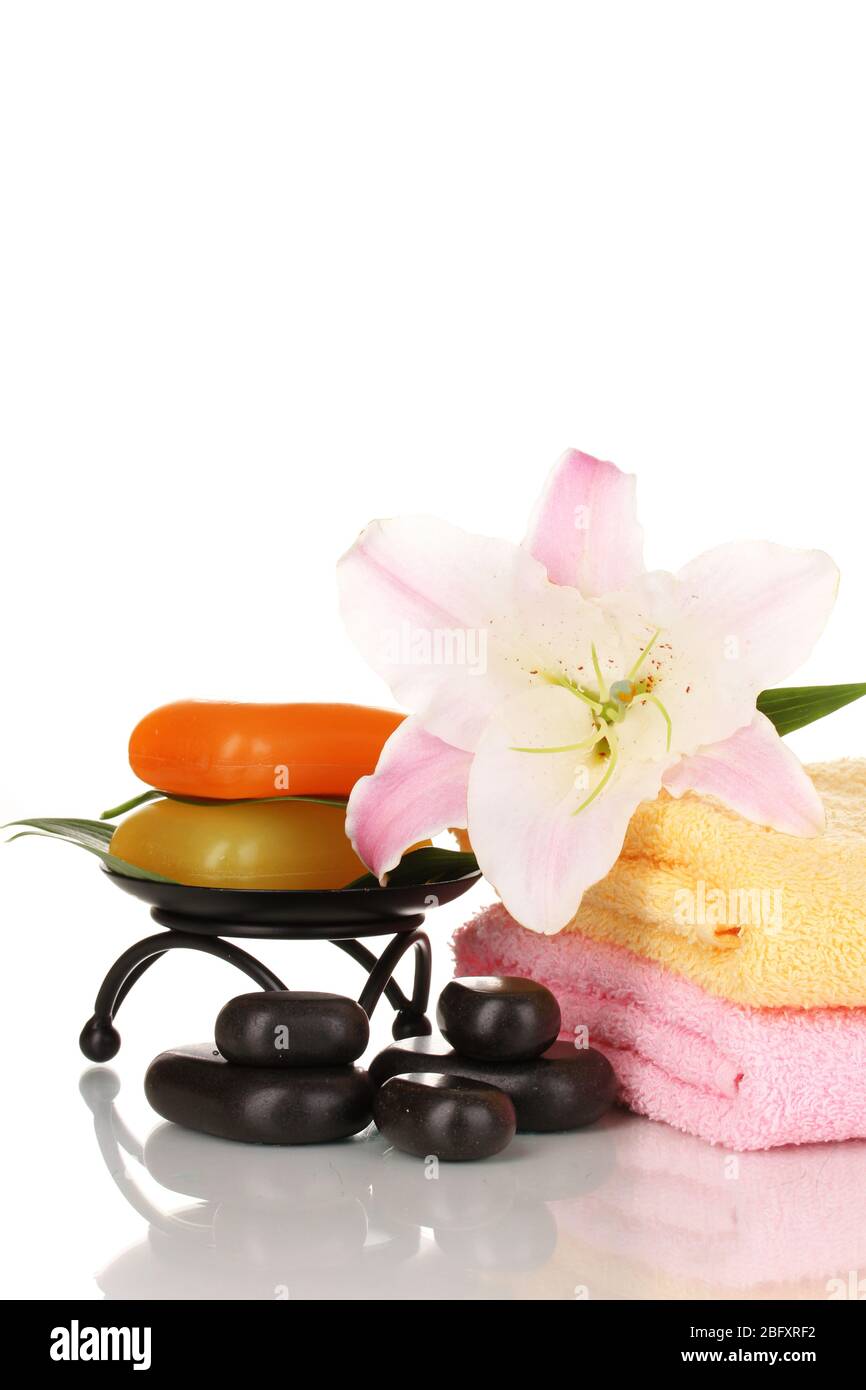 beautiful spa setting isolated on white Stock Photo - Alamy