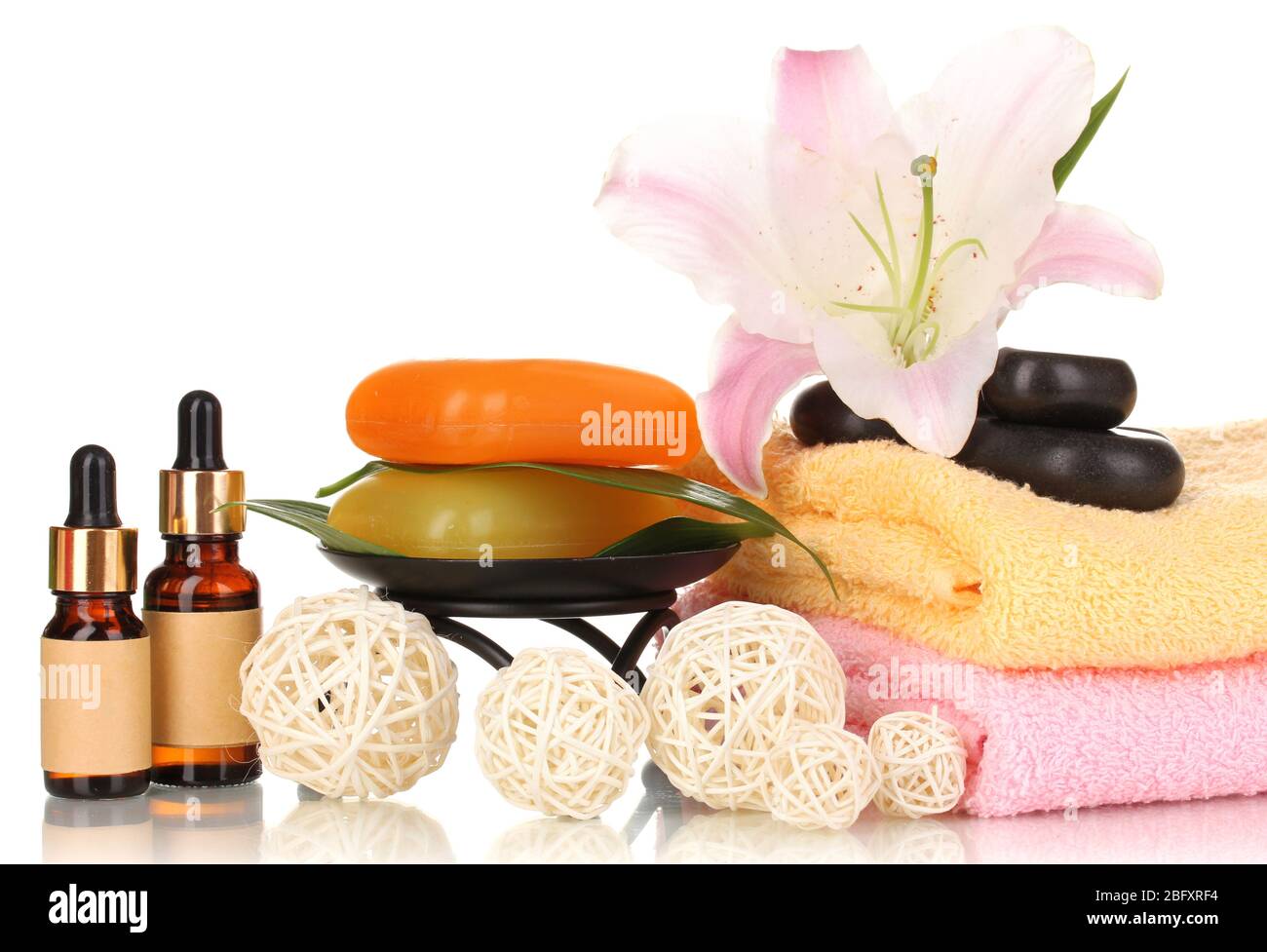 beautiful spa setting isolated on white Stock Photo - Alamy