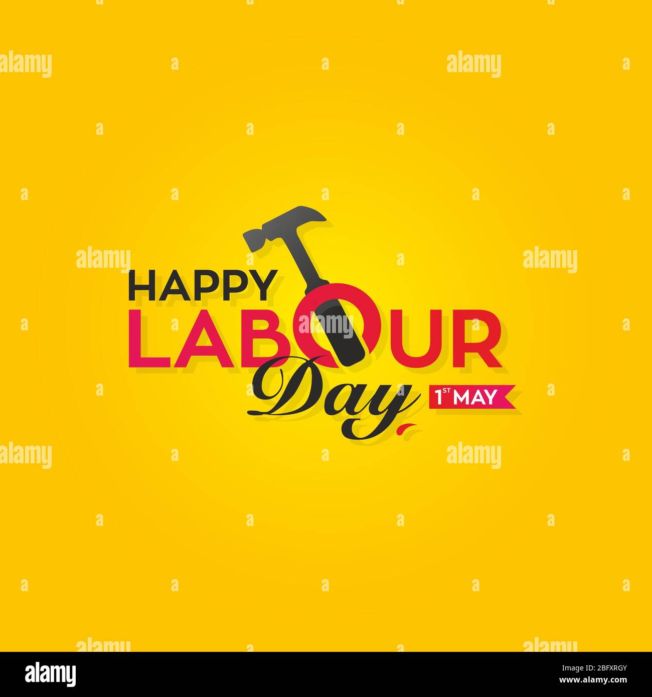 1st May - Happy Labour Day Banner with Yellow Background Stock Photo ...