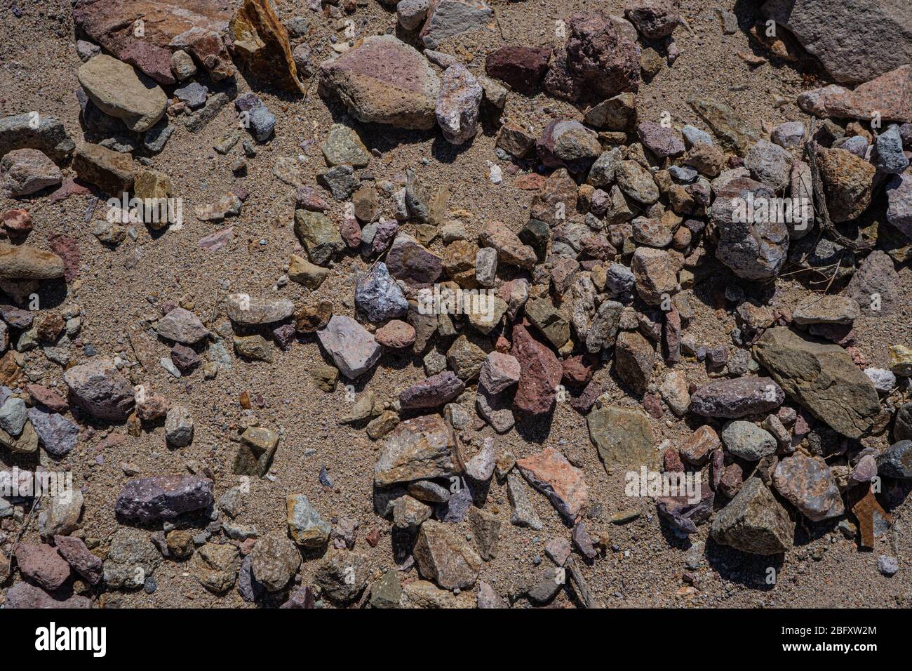 Sand and rocks on the hot desert floor of southern California Stock ...