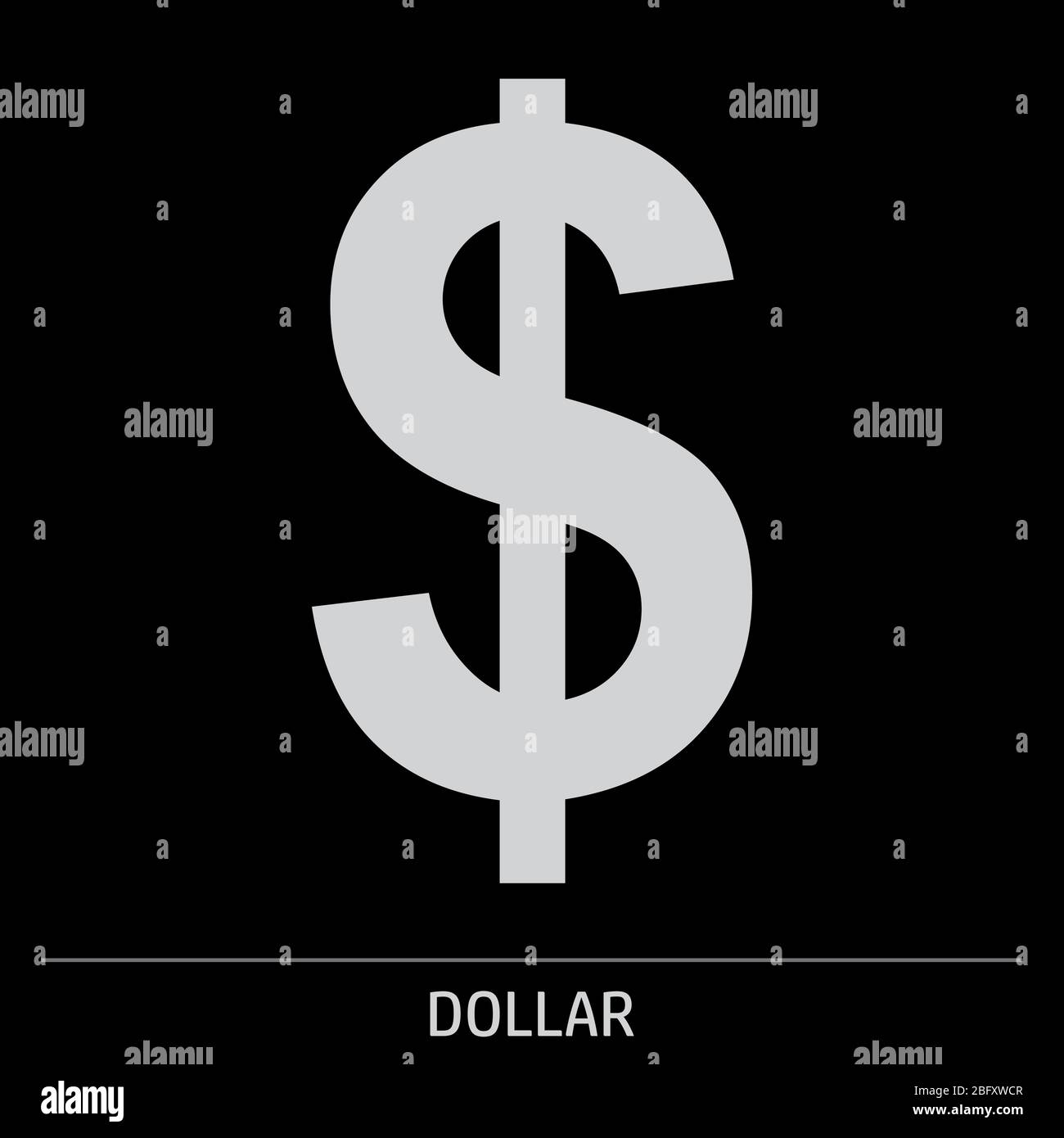 Dollar sign icon illustration on gray background with label Stock ...