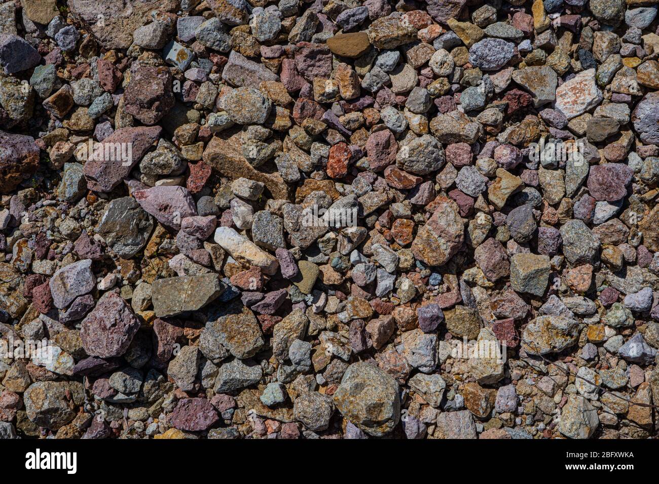 Stones and pebbles lay on the floor of the Mojave Desert Stock Photo ...