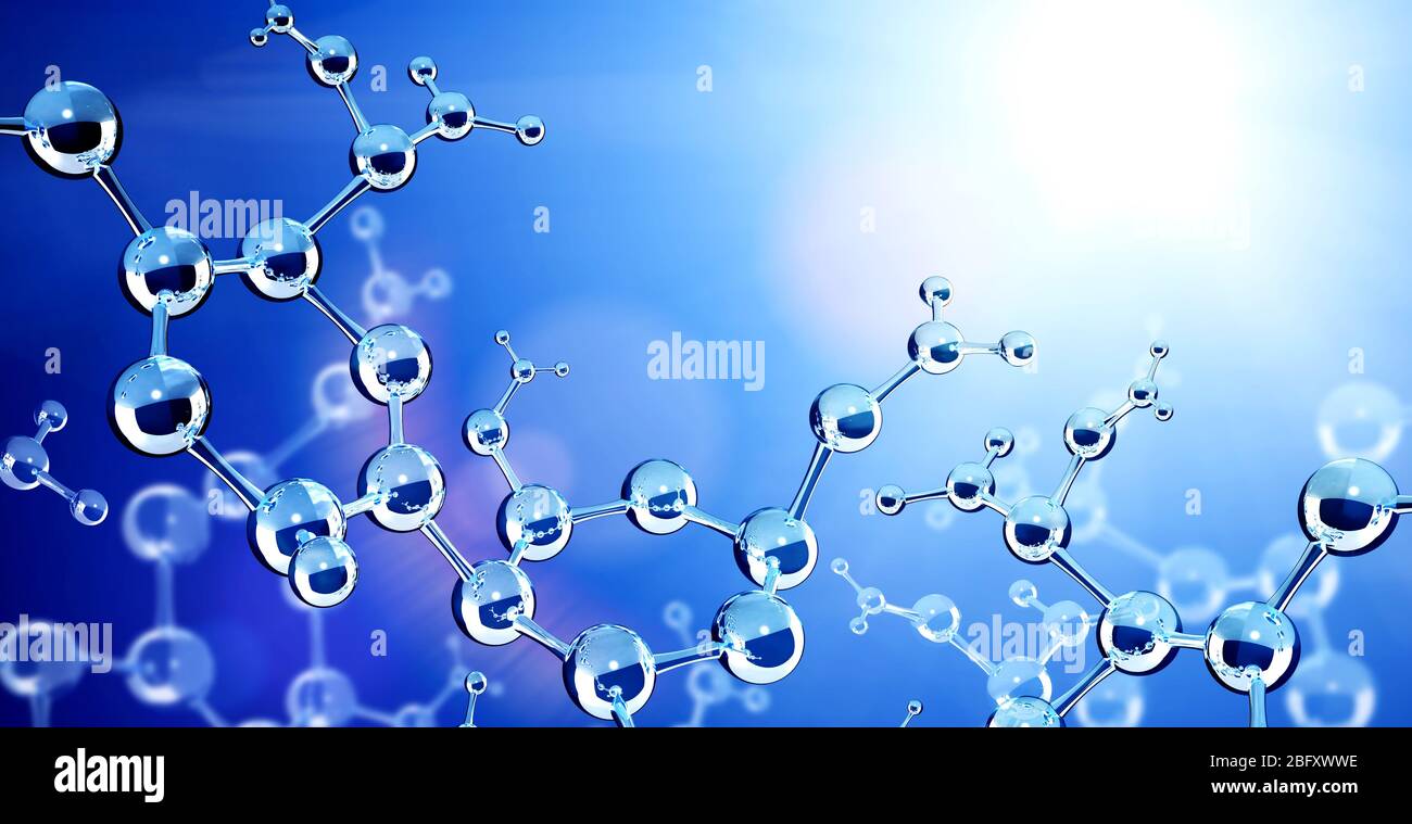 Horizontal or vertical science banner. Models of abstract molecular ...