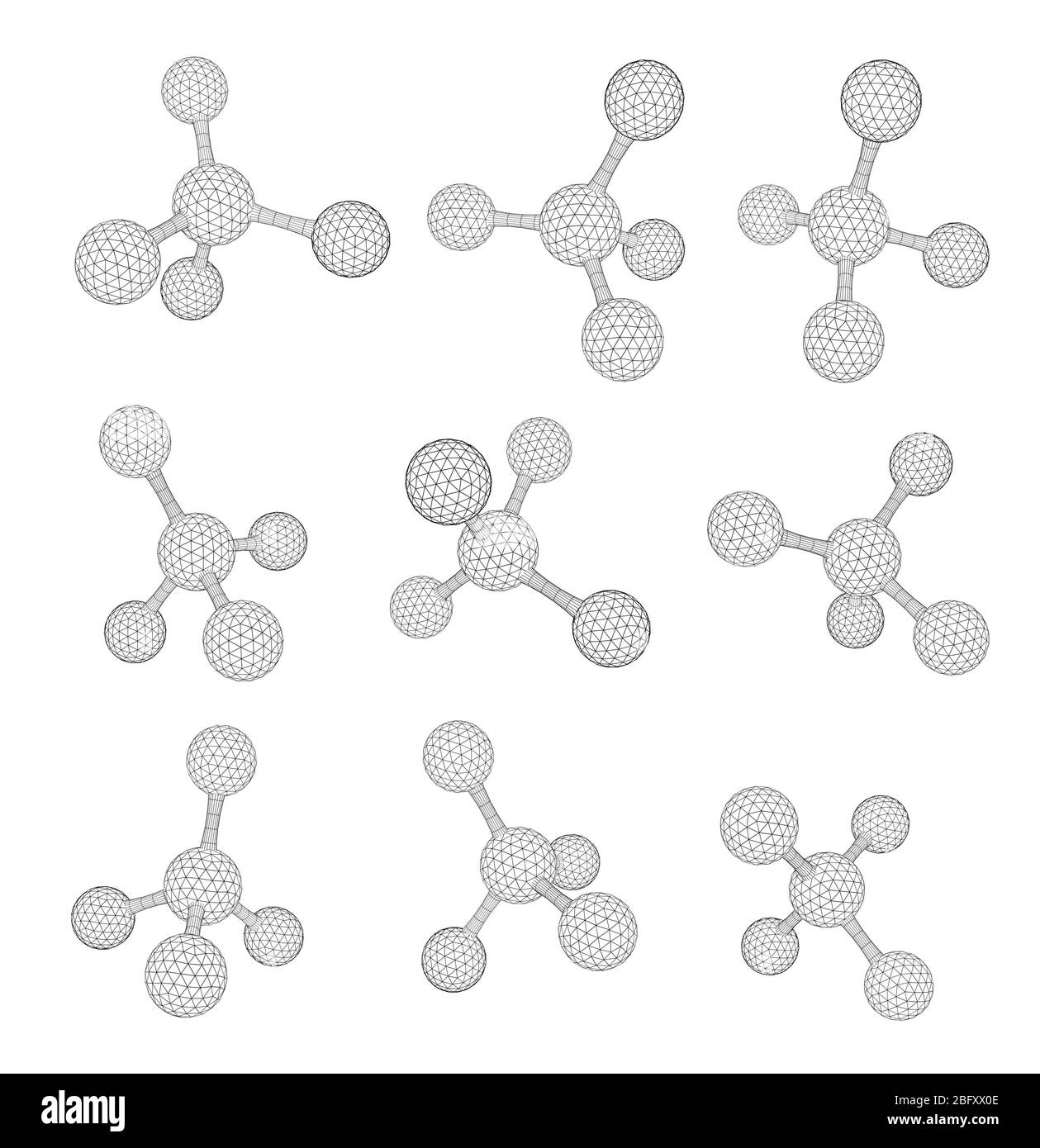 Collection of models of abstract molecular structure. View from ...