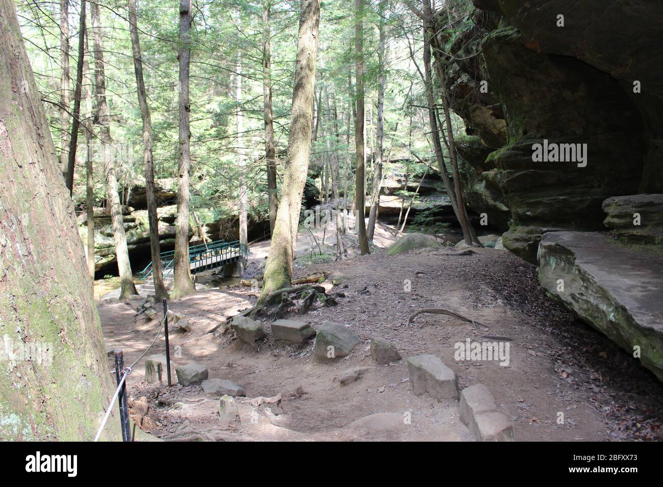 Old man cave walk trail and water fall in Ohio State,nature green ...