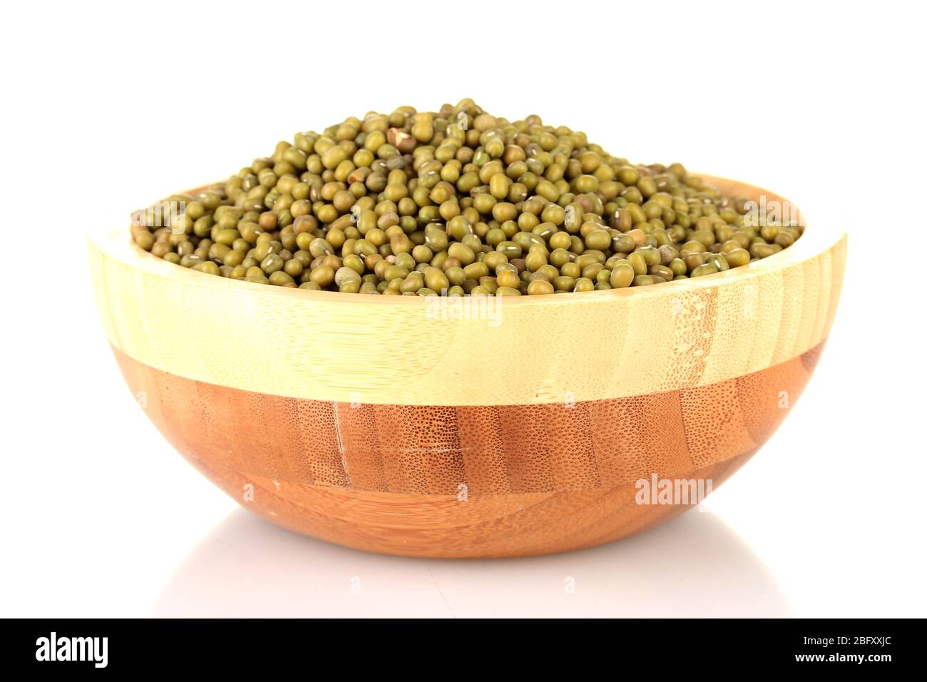 Green mung beans in bowl isolated on white Stock Photo - Alamy