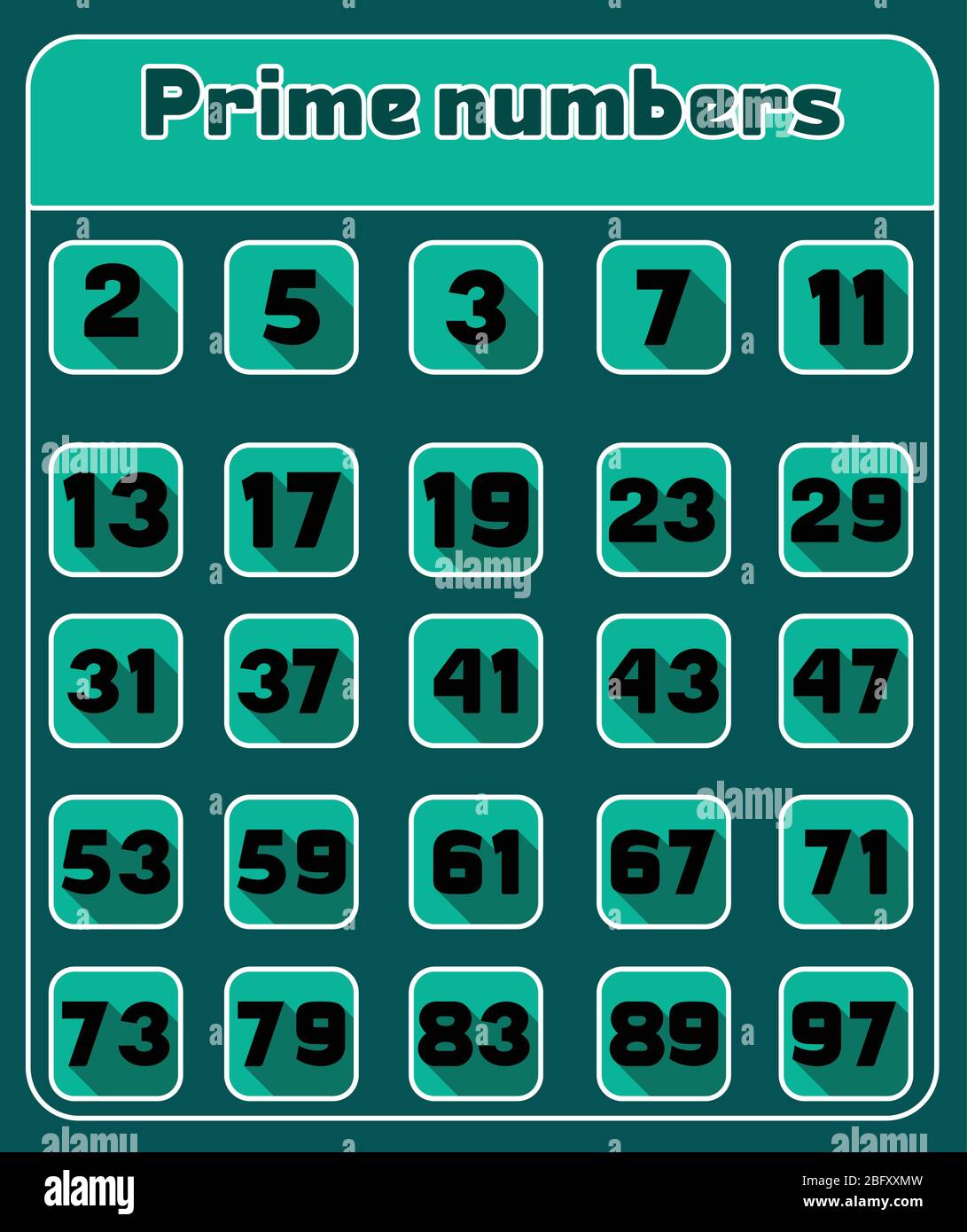 prime numbers between 1 and 100 Stock Vector Image & Art - Alamy