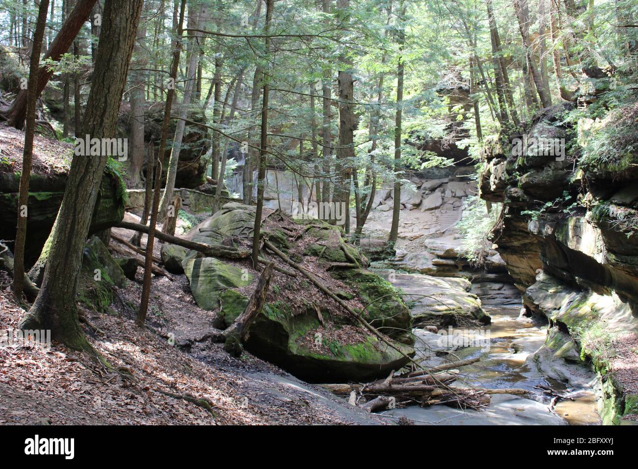 Old man cave walk trail and water fall in Ohio State,nature green ...