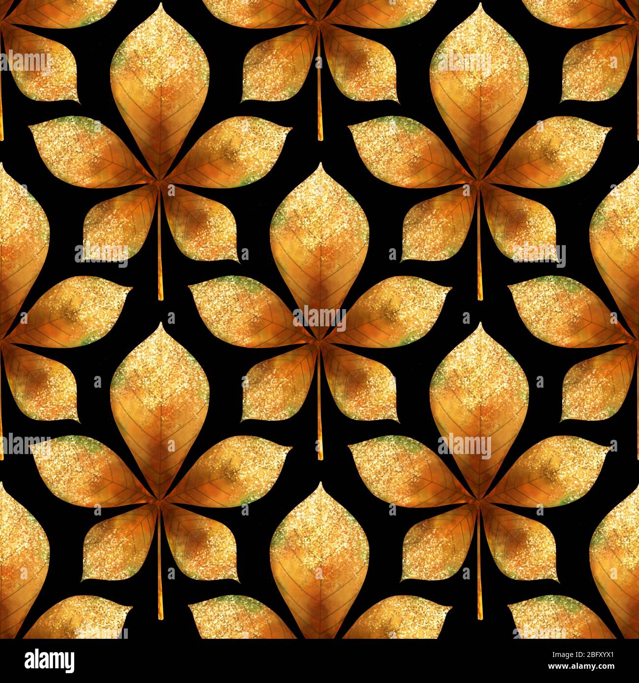 Yellow chestnut leaves seamless pattern Stock Photo - Alamy