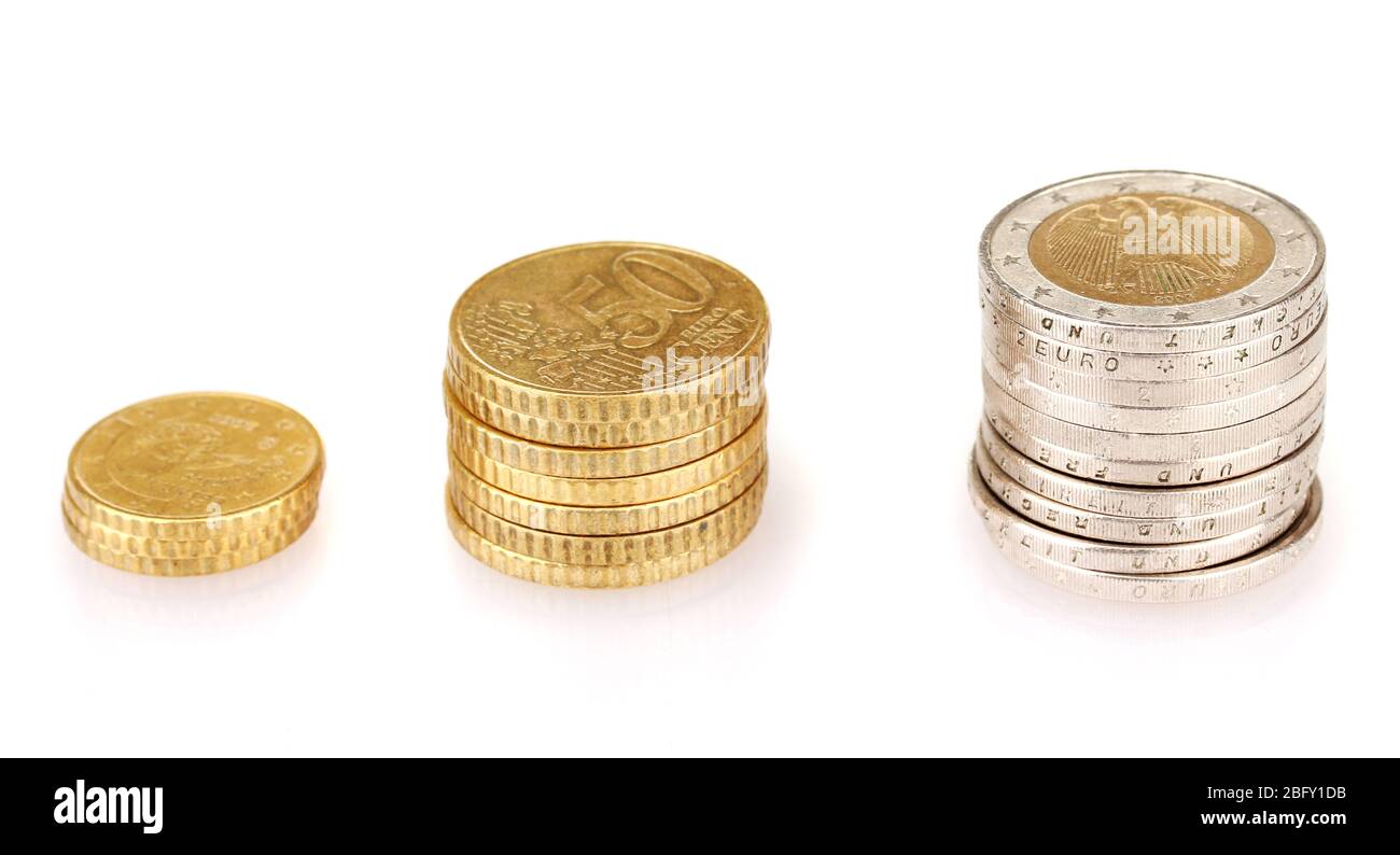 euro coins isolated on white Stock Photo - Alamy