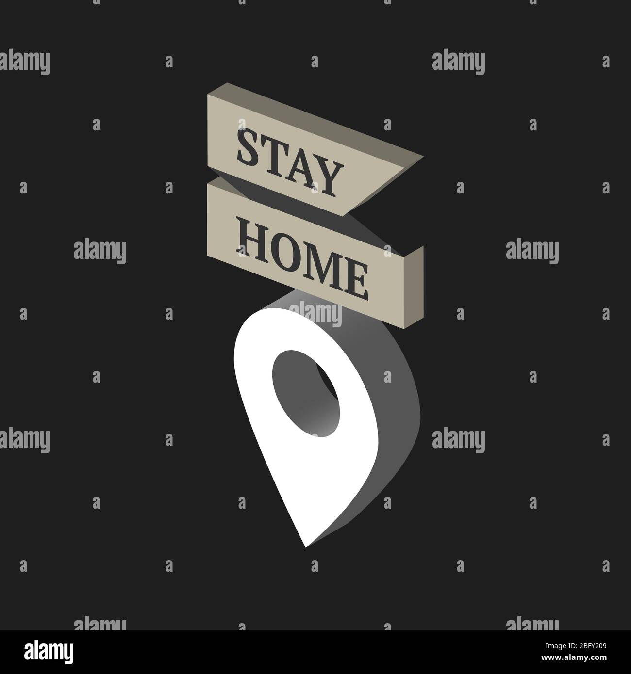 Stay home isometric icon on black. Pandemic safety Stock Vector Image ...