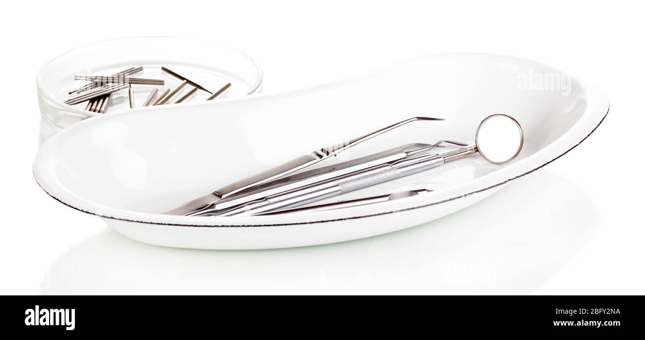 Set of dental tools for teeth care isolated on white Stock Photo - Alamy