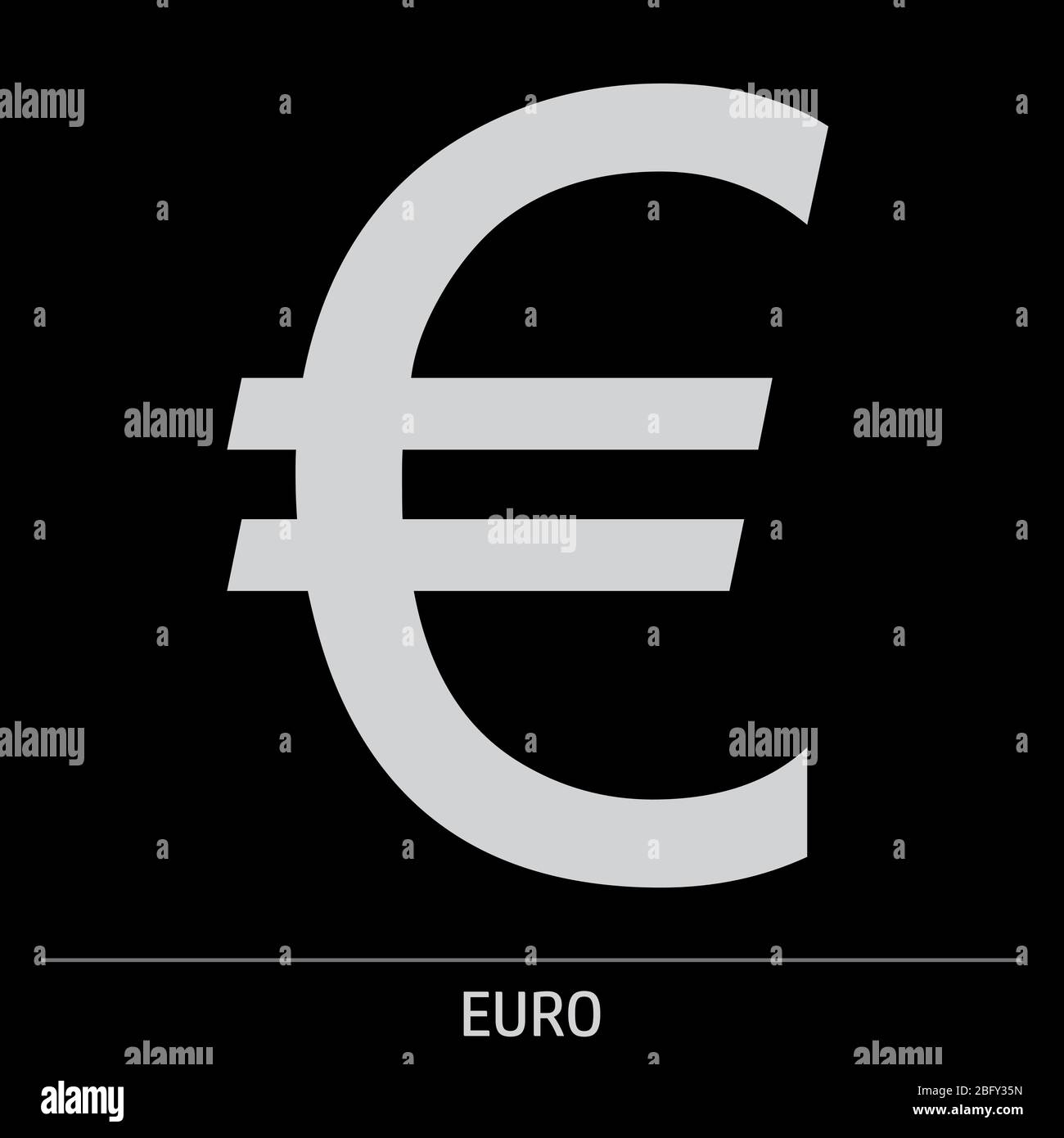 Euro sign icon illustration on gray background with label Stock Vector ...