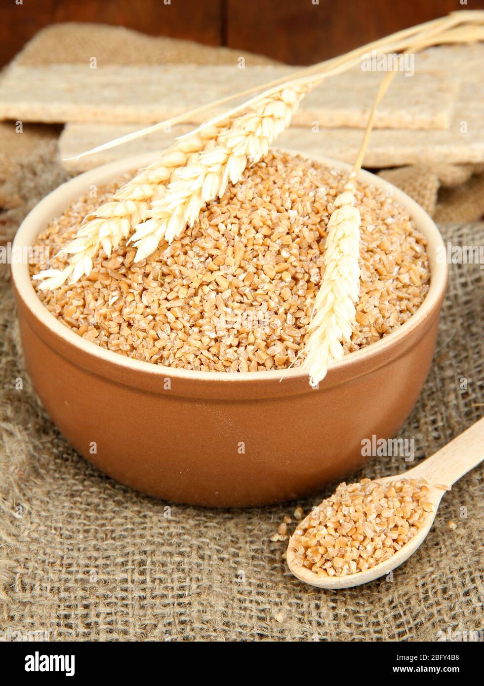 Wheat bran on the table Stock Photo - Alamy