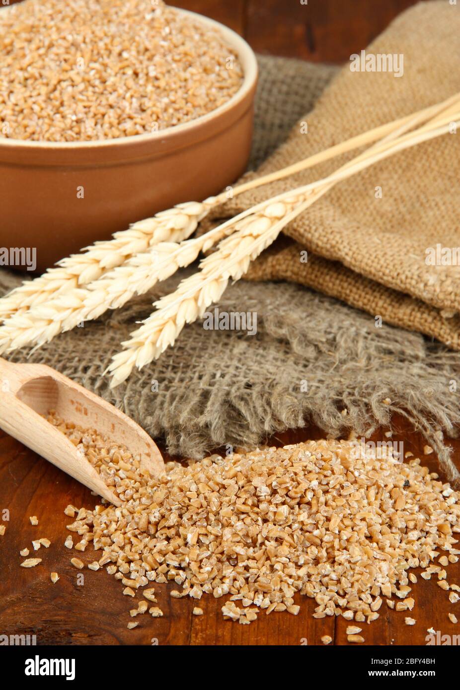 Wheat bran on the table Stock Photo - Alamy