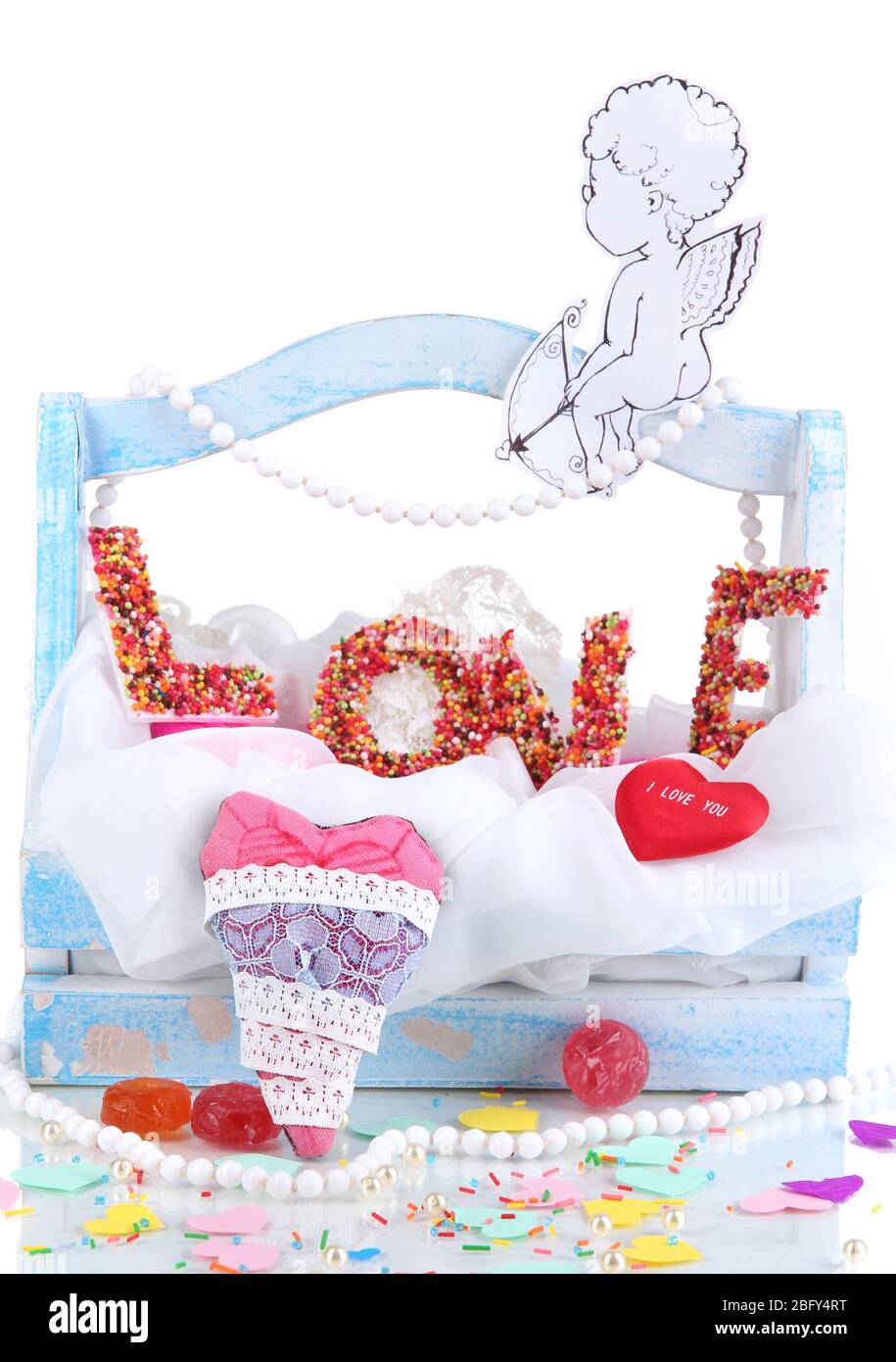 Beautiful decorative composition on Love isolated on white Stock Photo ...