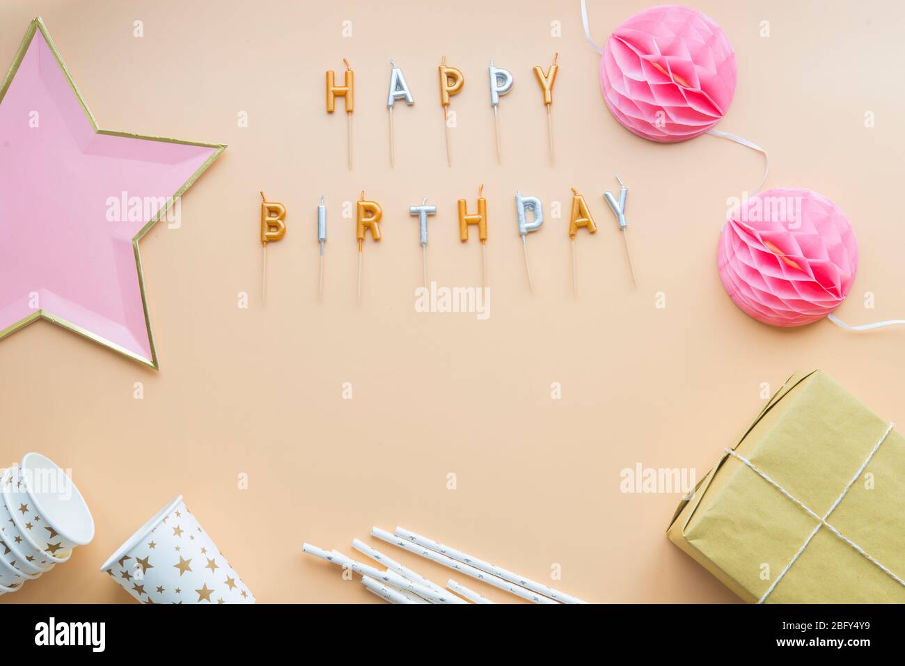 party celebration happy birthday frame Stock Photo - Alamy