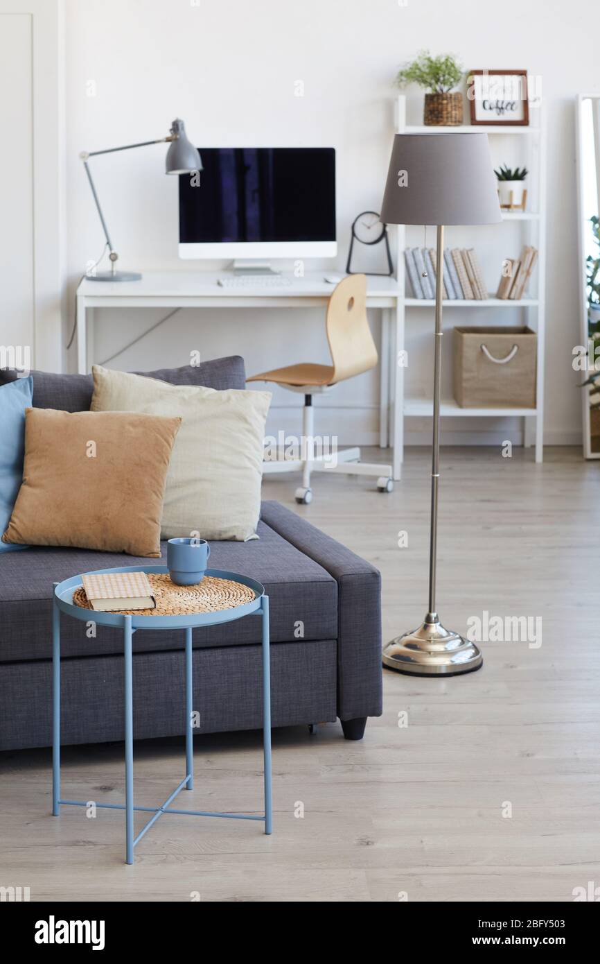 Vertical background image of cozy apartment interior in minimal ...