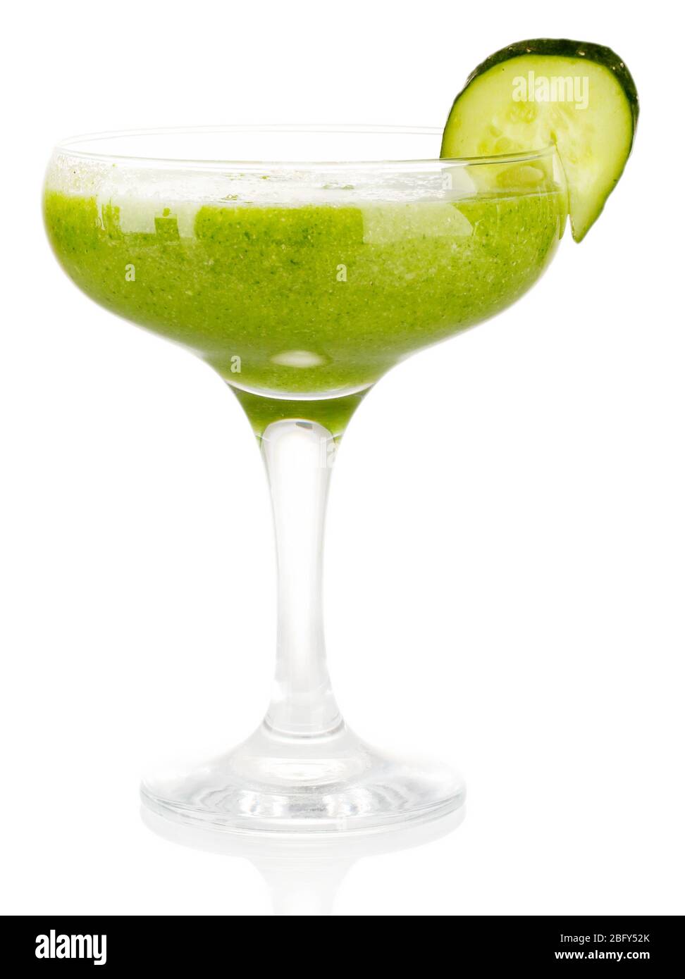 Green vegetable juice in coctail glass isolated on white Stock Photo ...