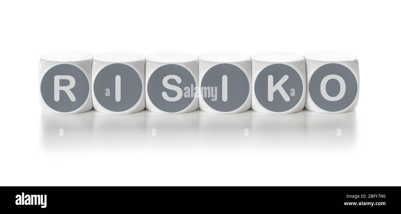 Letter dice on a white background- Risk - Risiko German Stock Photo - Alamy