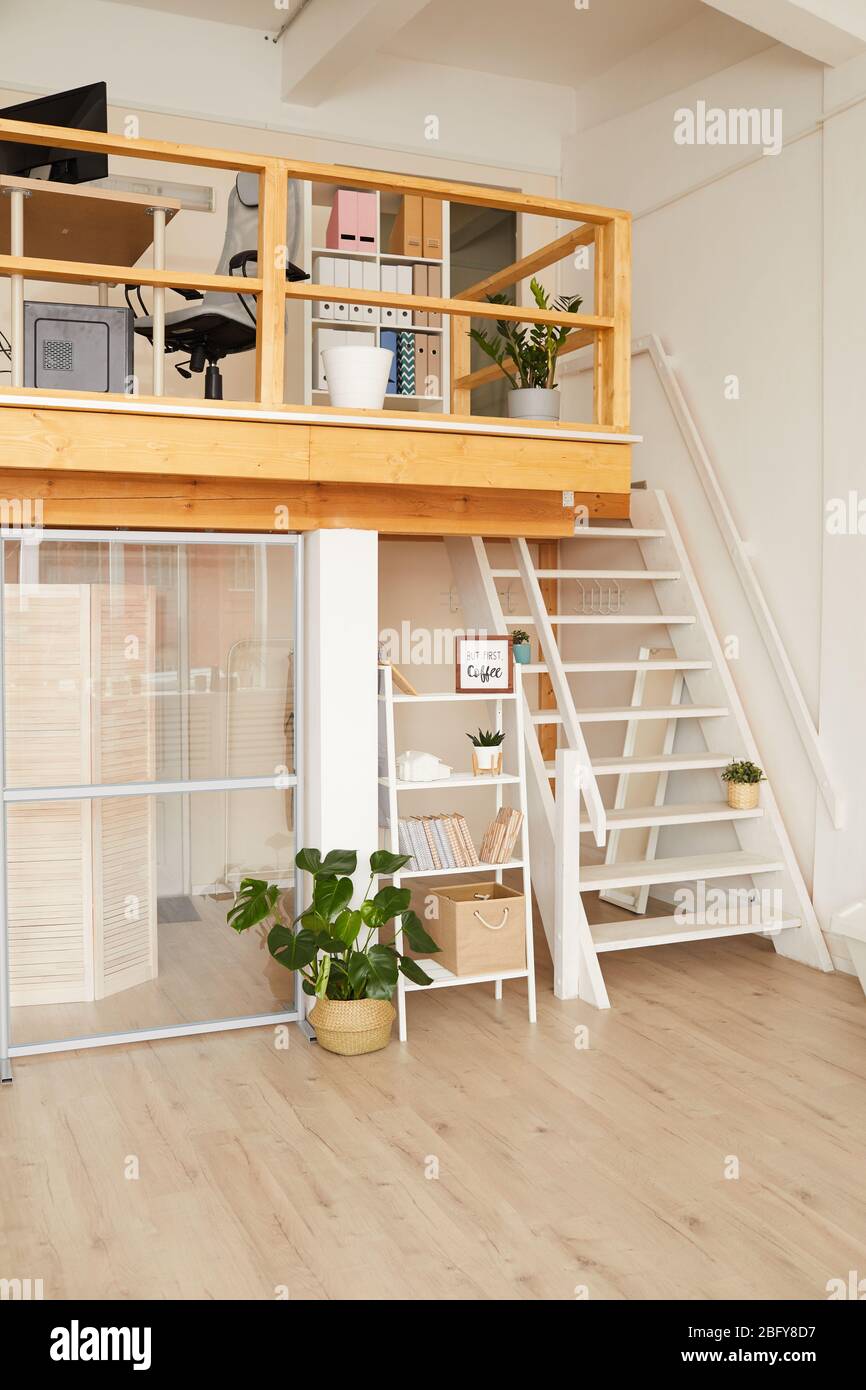 Vertical background image of modern two level apartment with minimal ...