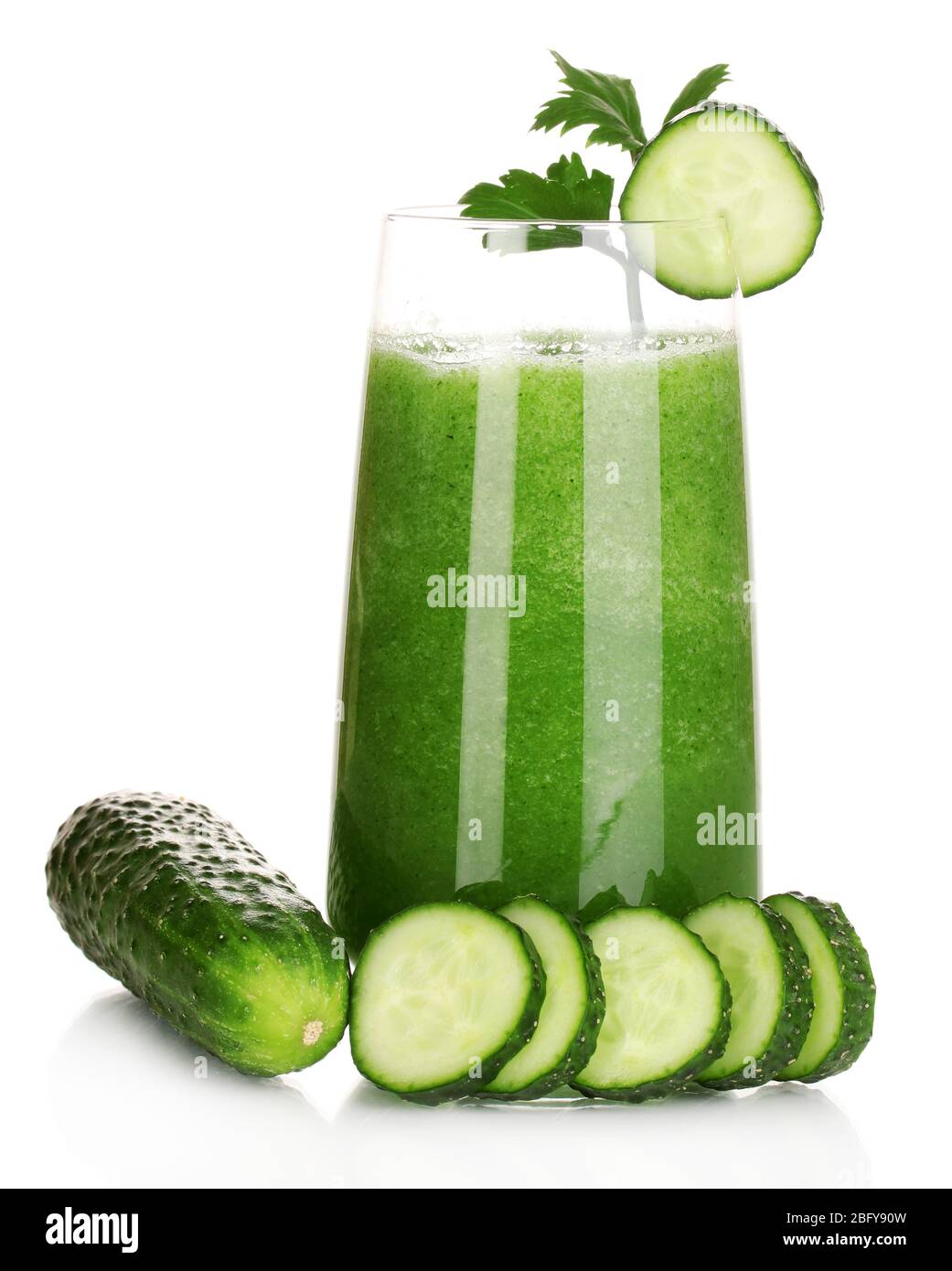 Glass of cucumber juice isolated on white Stock Photo - Alamy