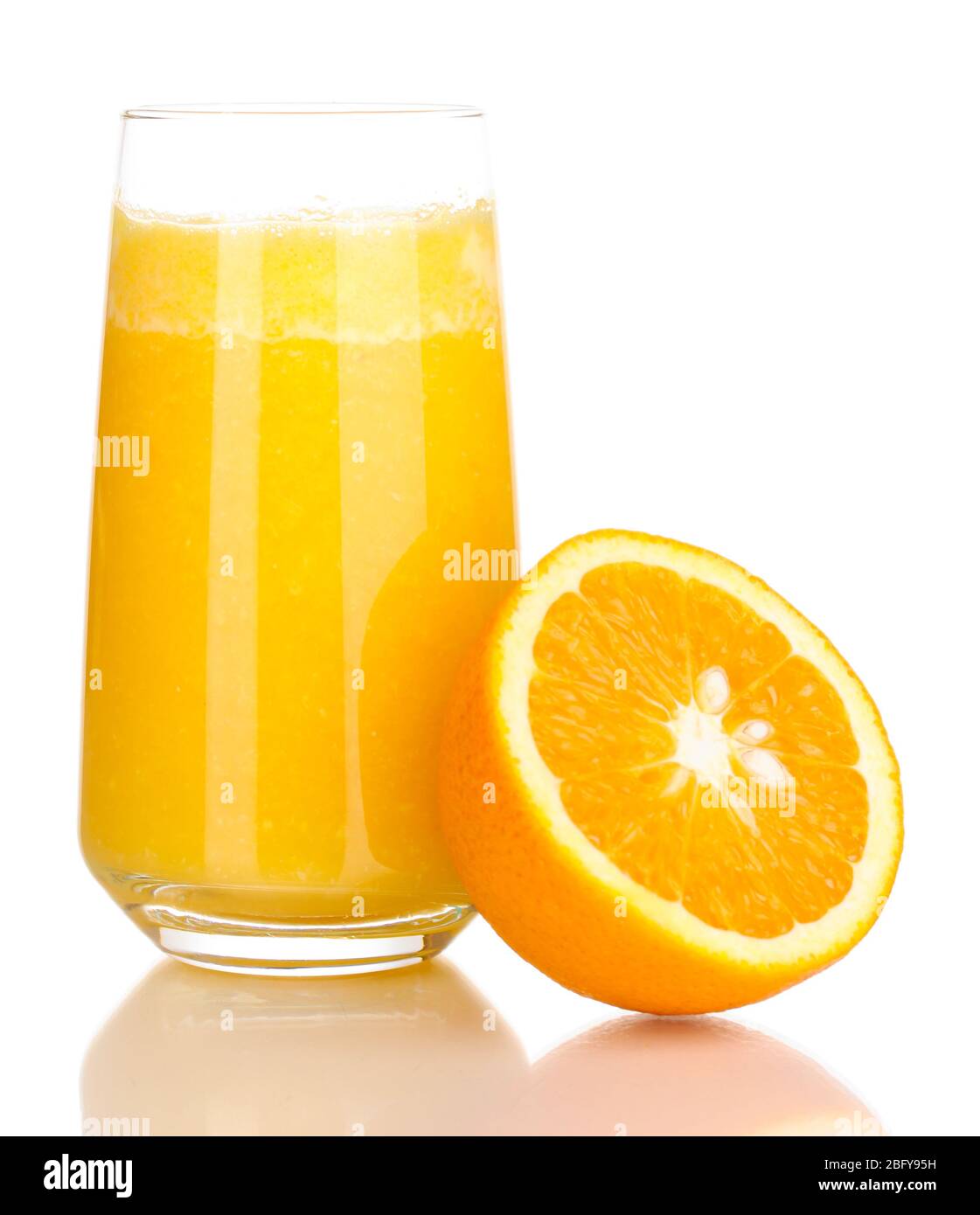 Glass of fresh orange juice isolated on white Stock Photo - Alamy