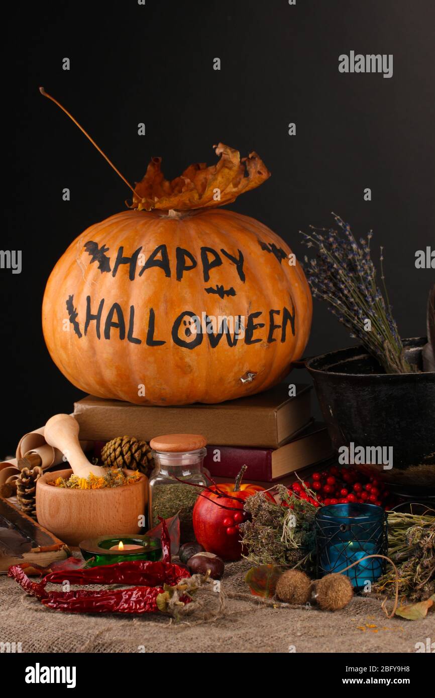 Scary halloween laboratory, close-up Stock Photo - Alamy