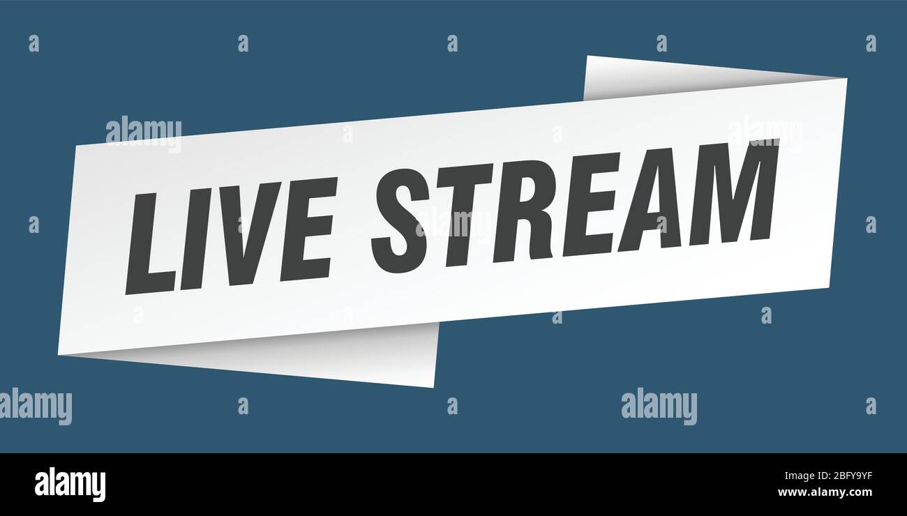 live stream banner template. live stream ribbon label sign Stock Vector ...