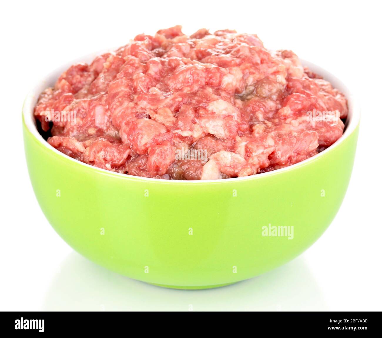 Bowl of raw ground meat isolated on white Stock Photo - Alamy