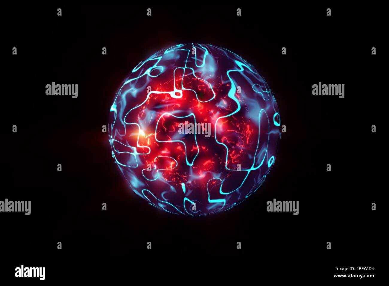 Abstract background with energy sphere. 3d rendering. Abstract luminous ...