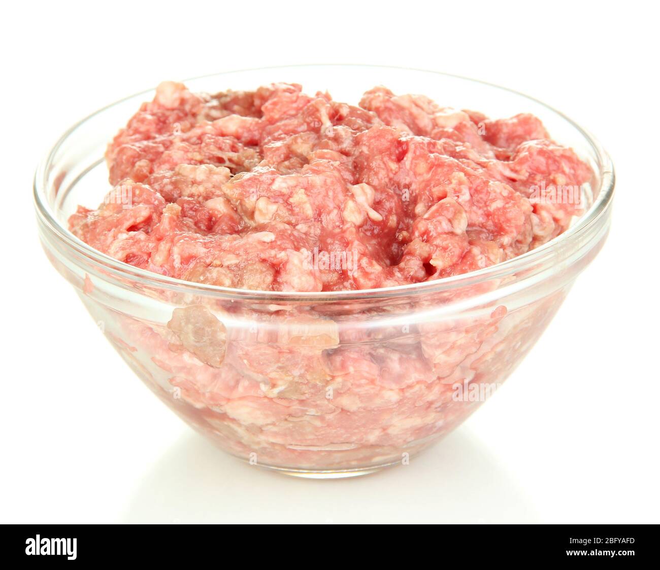 Bowl of raw ground meat isolated on white Stock Photo - Alamy