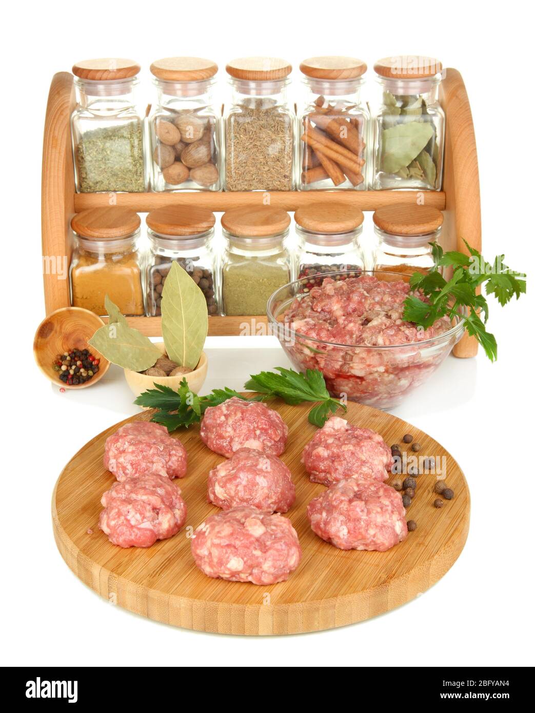 Raw meatballs spices isolated hi-res stock photography and images - Alamy
