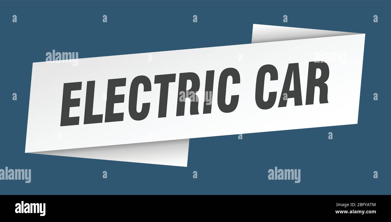 electric car banner template. electric car ribbon label sign Stock ...