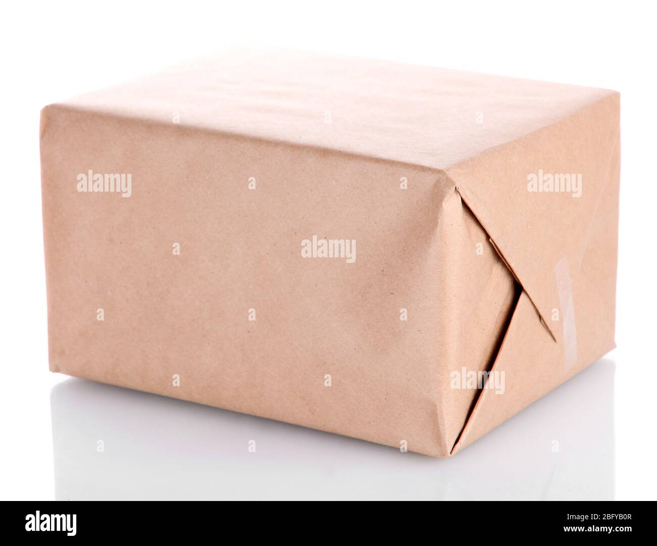 parcel box with kraft paper, isolated on white Stock Photo - Alamy